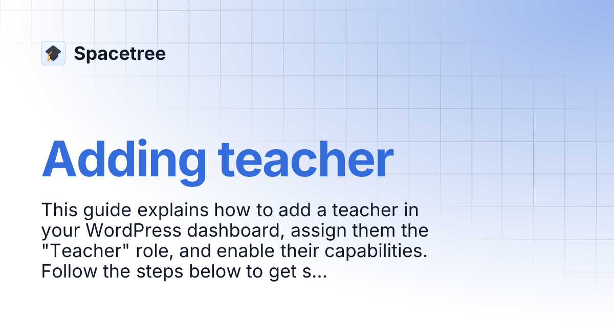 Adding teacher | Spacetree